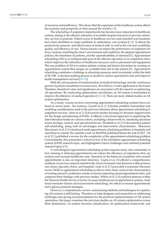A Review of Optimization Studies for System Appointment Scheduling | PDF