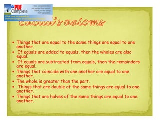 Axioms and postulates (Euclidean geometry) | PDF