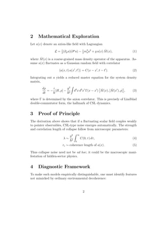 Speculation: Axion-like particles and collapse noise in quantum ...