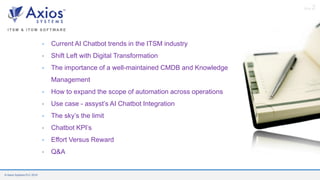Webinar: Improve your ITSM delivery with AI Chatbots | PDF