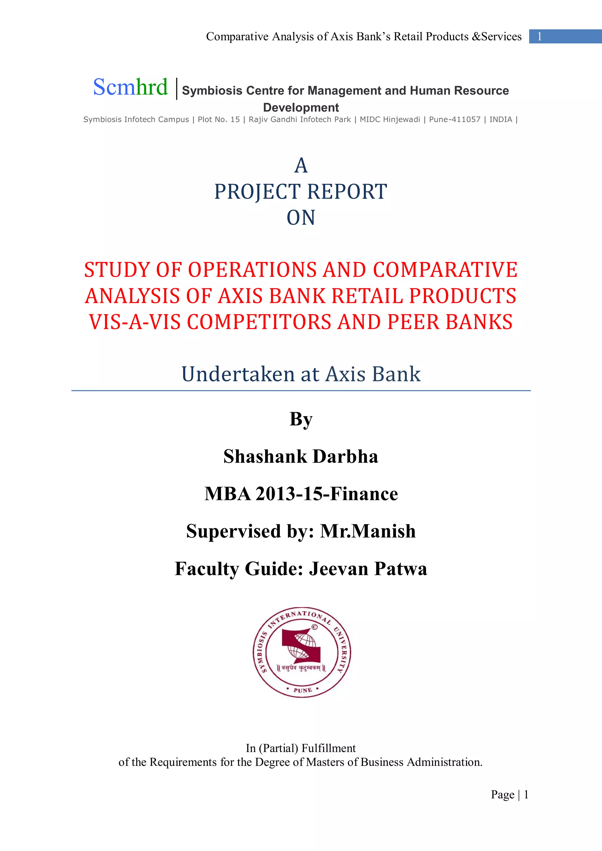 Axis bank internship final report | PDF