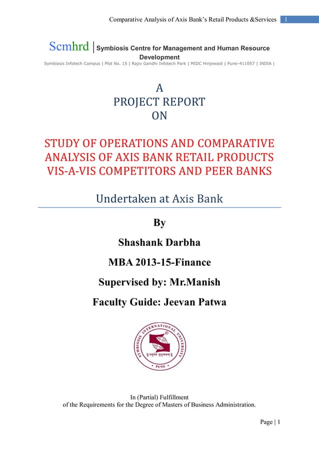 Axis bank internship final report | PDF