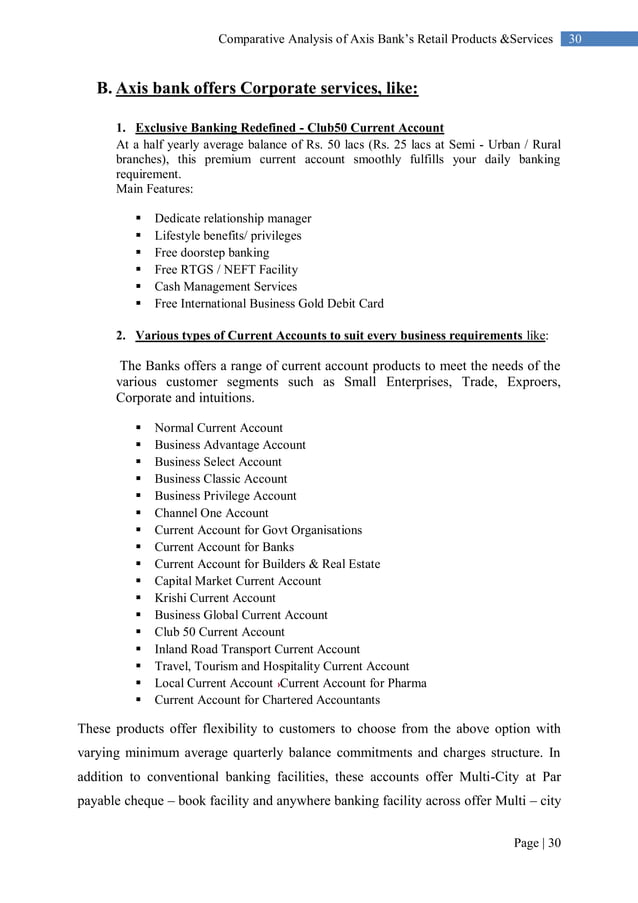 Axis bank internship final report | PDF