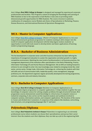 Axis Colleges All Courses - Top AKTU engineering college | PDF ...