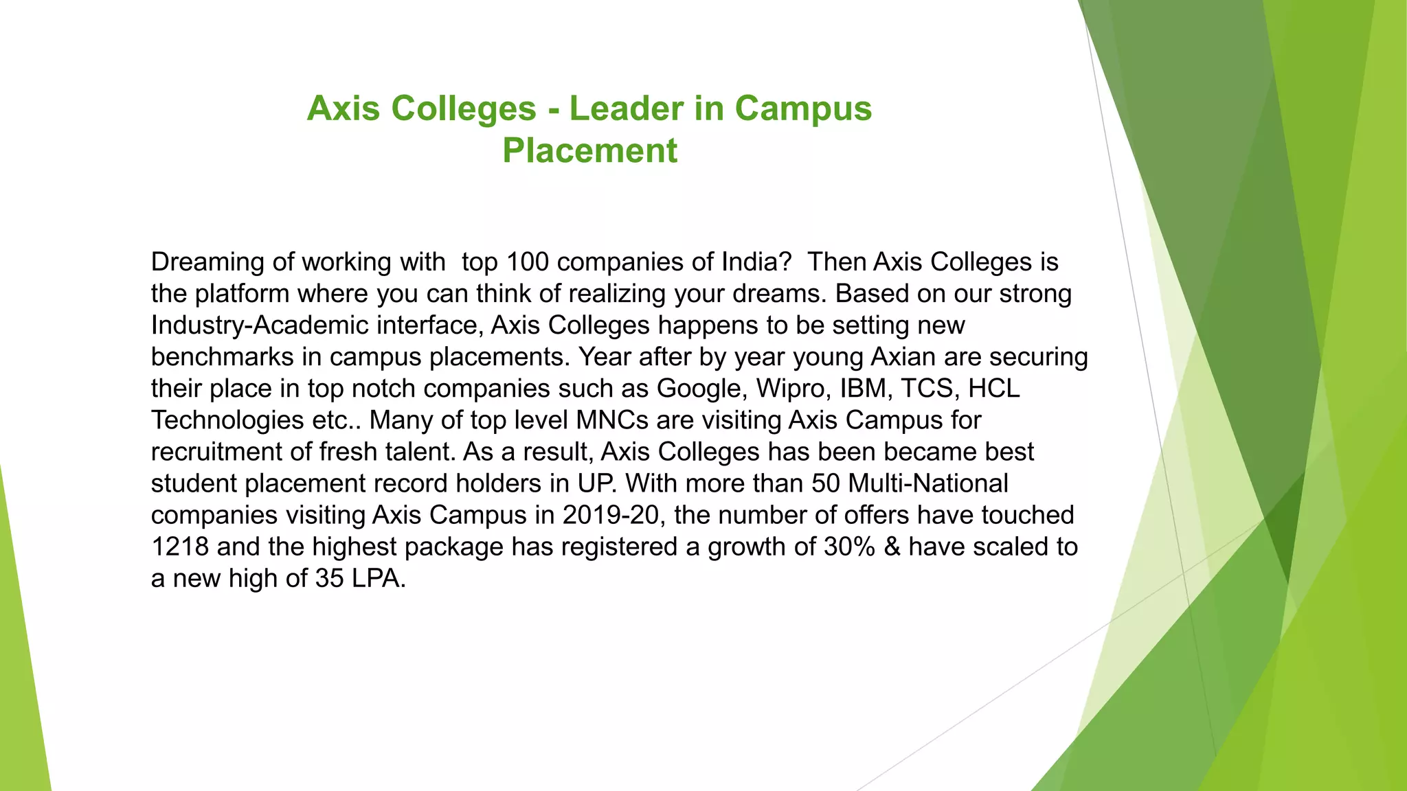 Axis Colleges - Leader in Campus Placement | PPT