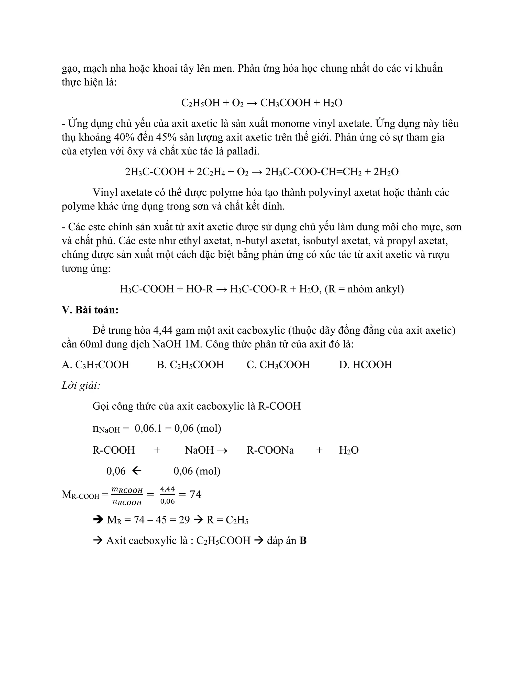 Axit axetic, Chemistry, Education | PDF