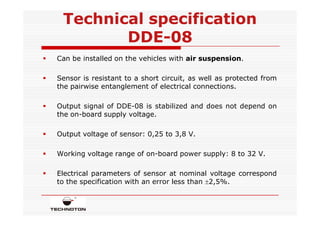 Axle load sensor DDE08 - weight control on transport | PDF