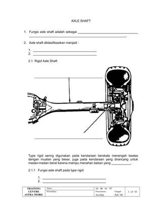 Axle shaft siswa | DOC