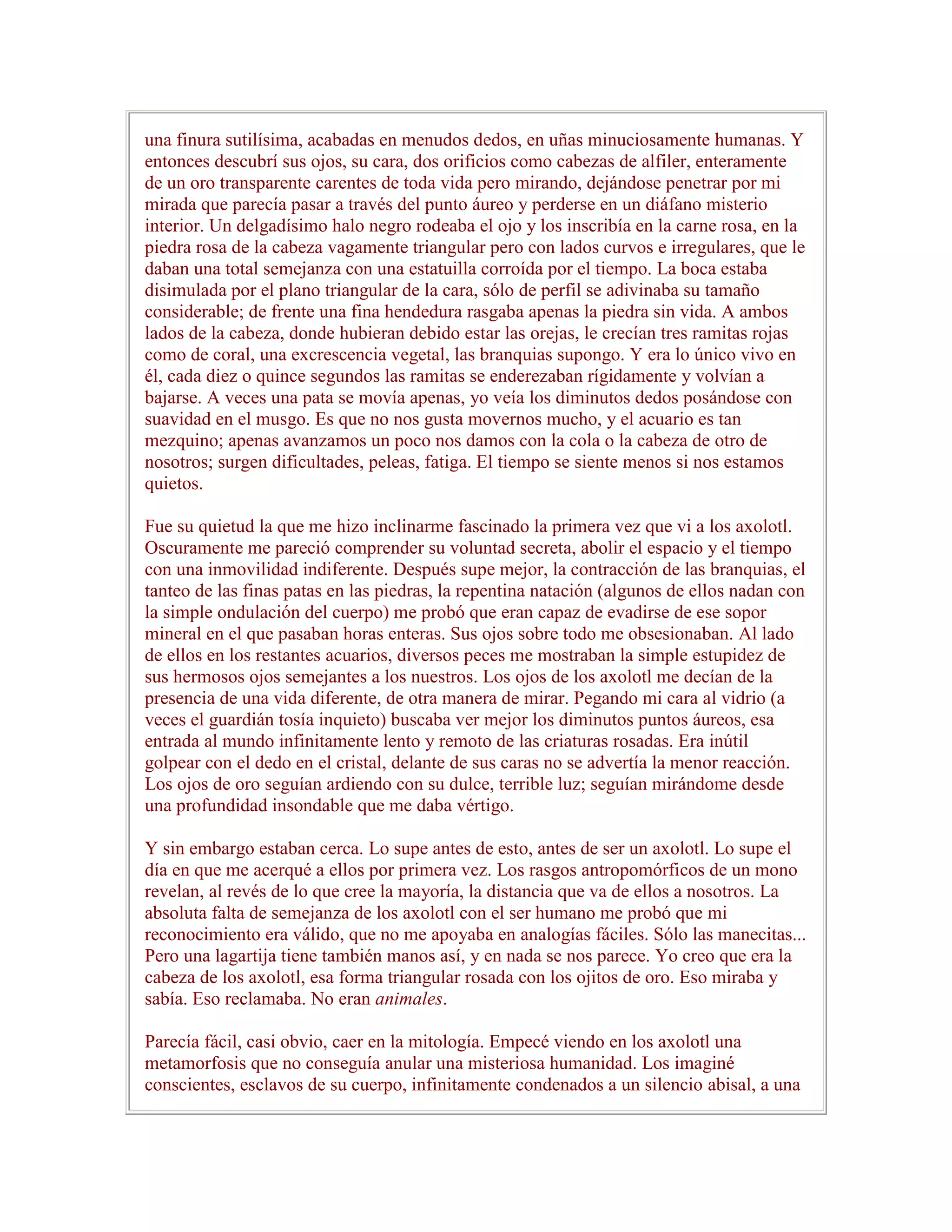 Axolotl, julio cortázar | PDF