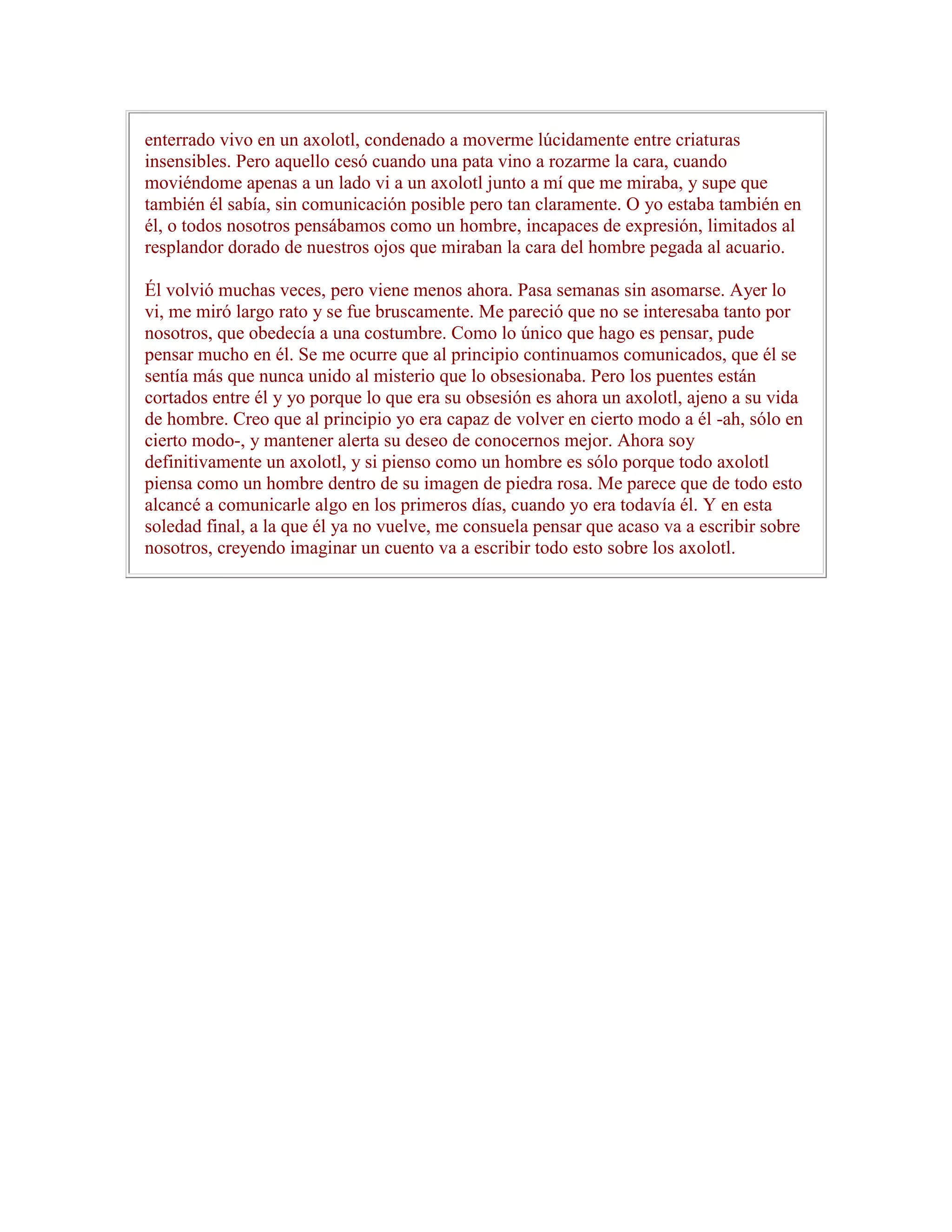 Axolotl, julio cortázar | PDF