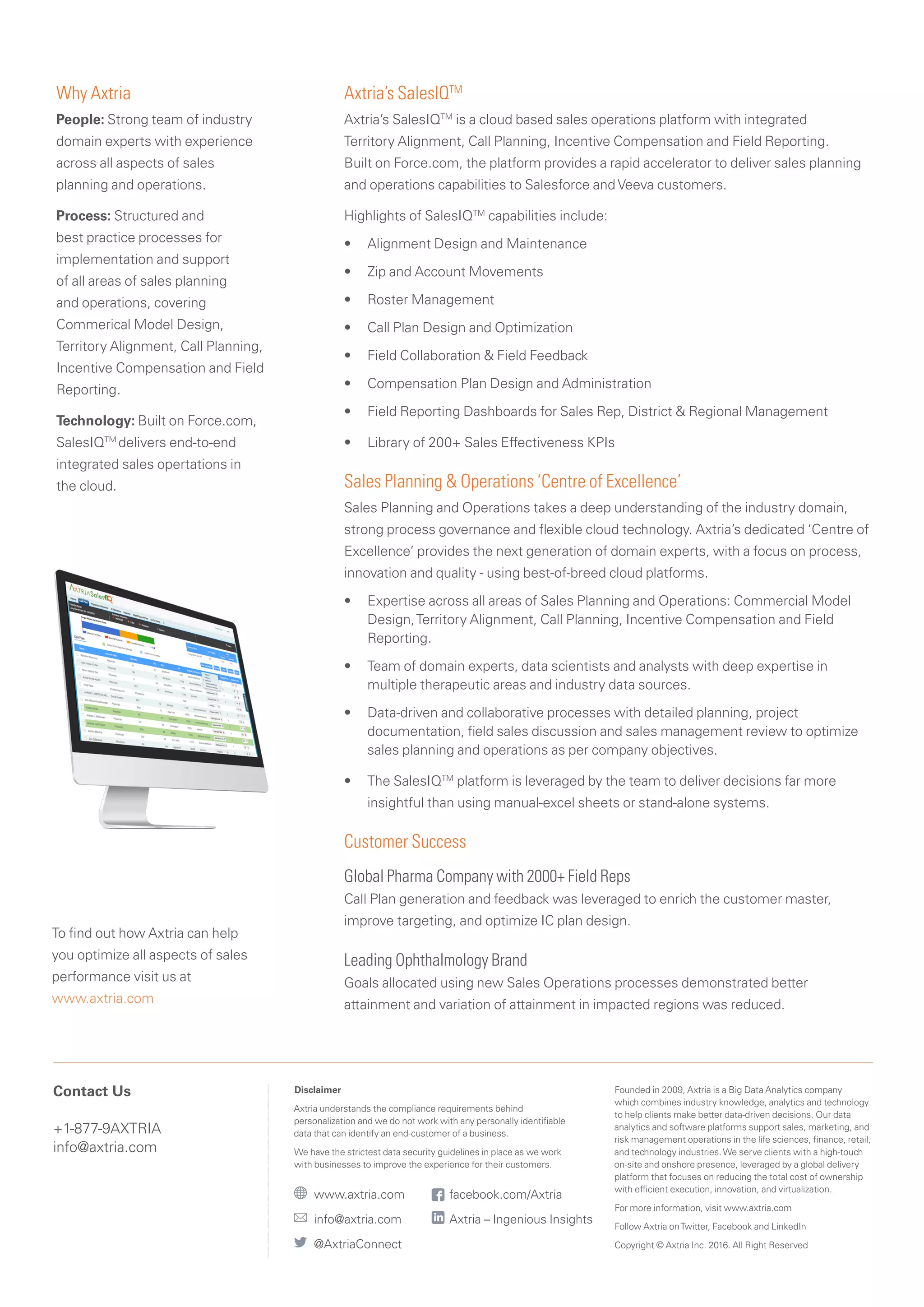 Axtria SalesIQTM – Sales Planning and Operations | PDF | Cloud ...