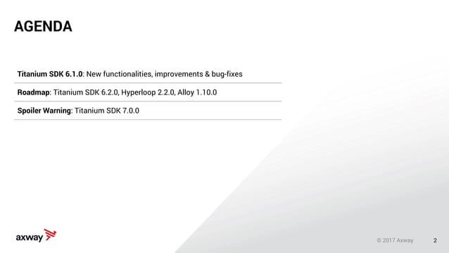 Axway Appcelerator Titanium Sdk 610 Status Releases And Roadmap Ppt