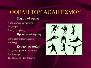 Ο ΑΘΛΗΤΙΣΜΟΣ ΚΑΙ ΤΑ ΟΦΕΛΗ ΤΟΥ | PPT