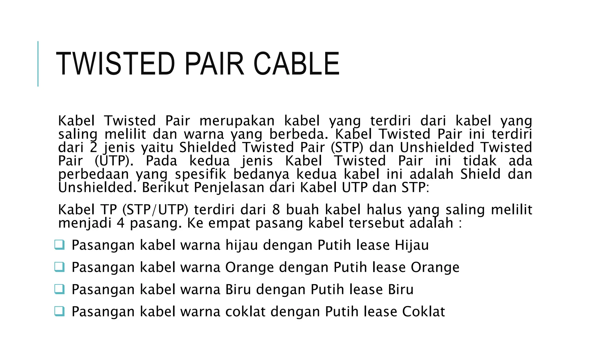 Jaringan Nirkabel - Instalasi Jaringan Kabel UTP | PPTX