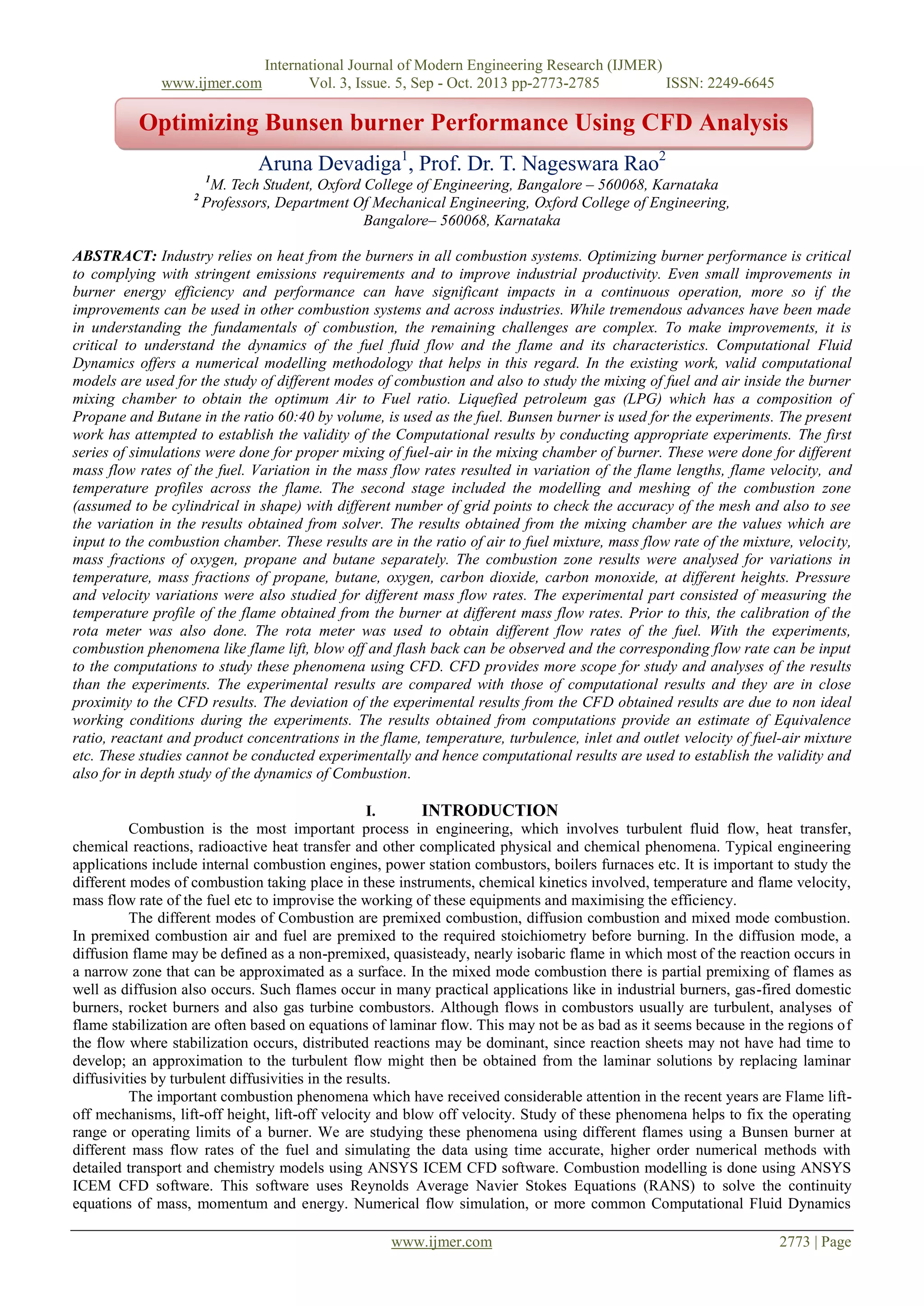 Optimizing Bunsen burner Performance Using CFD Analysis | PDF