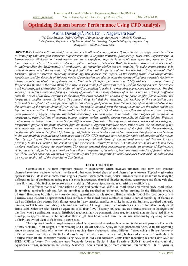 Optimizing Bunsen burner Performance Using CFD Analysis | PDF