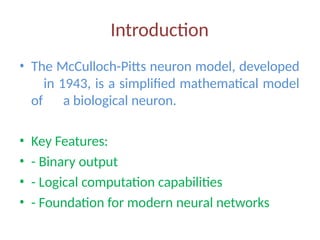 Working Principle of the McCulloch-Pitts Neuron Model | PPTX