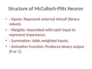 Working Principle of the McCulloch-Pitts Neuron Model | PPTX
