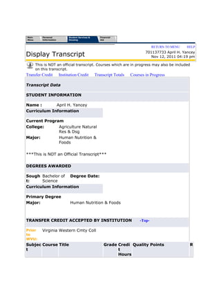 Ayanceytranscript | PDF