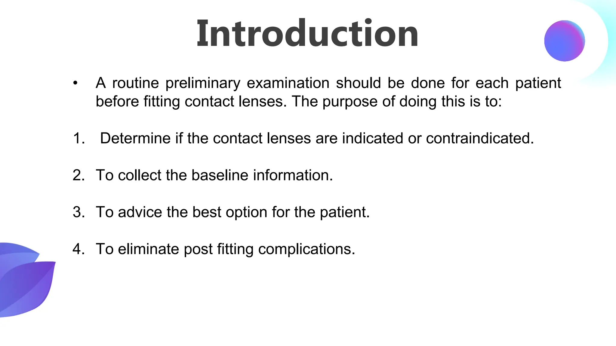 Contact lens pre fitting evaluation and Examination | PDF