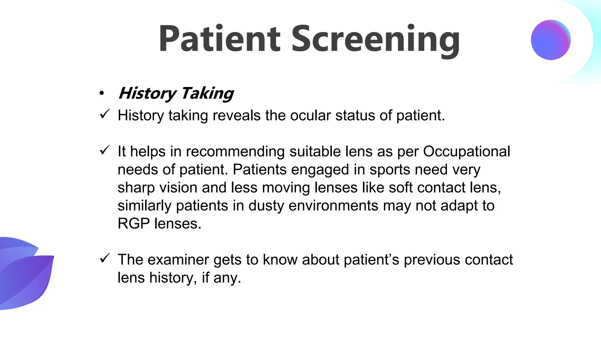 Contact lens pre fitting evaluation and Examination | PDF