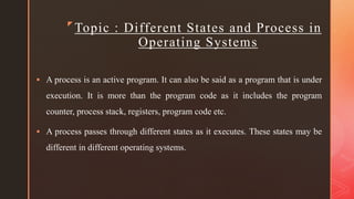 States of a Process in Operating Systems | PPTX