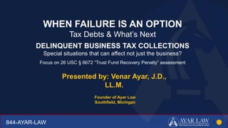 Ayar law-Delinquent business tax collections MICPA | PPT
