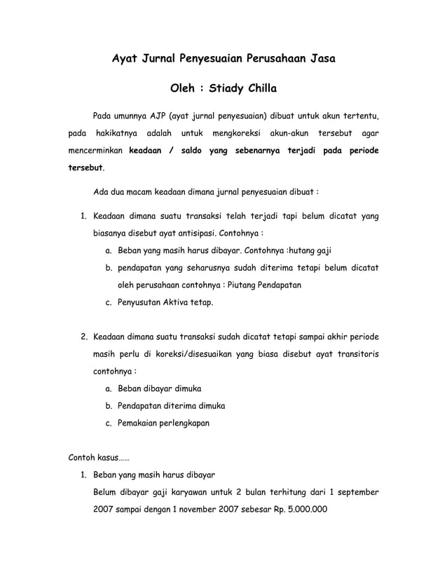 Ayat Jurnal Penyesuaian Perusahaan Jasa | PDF