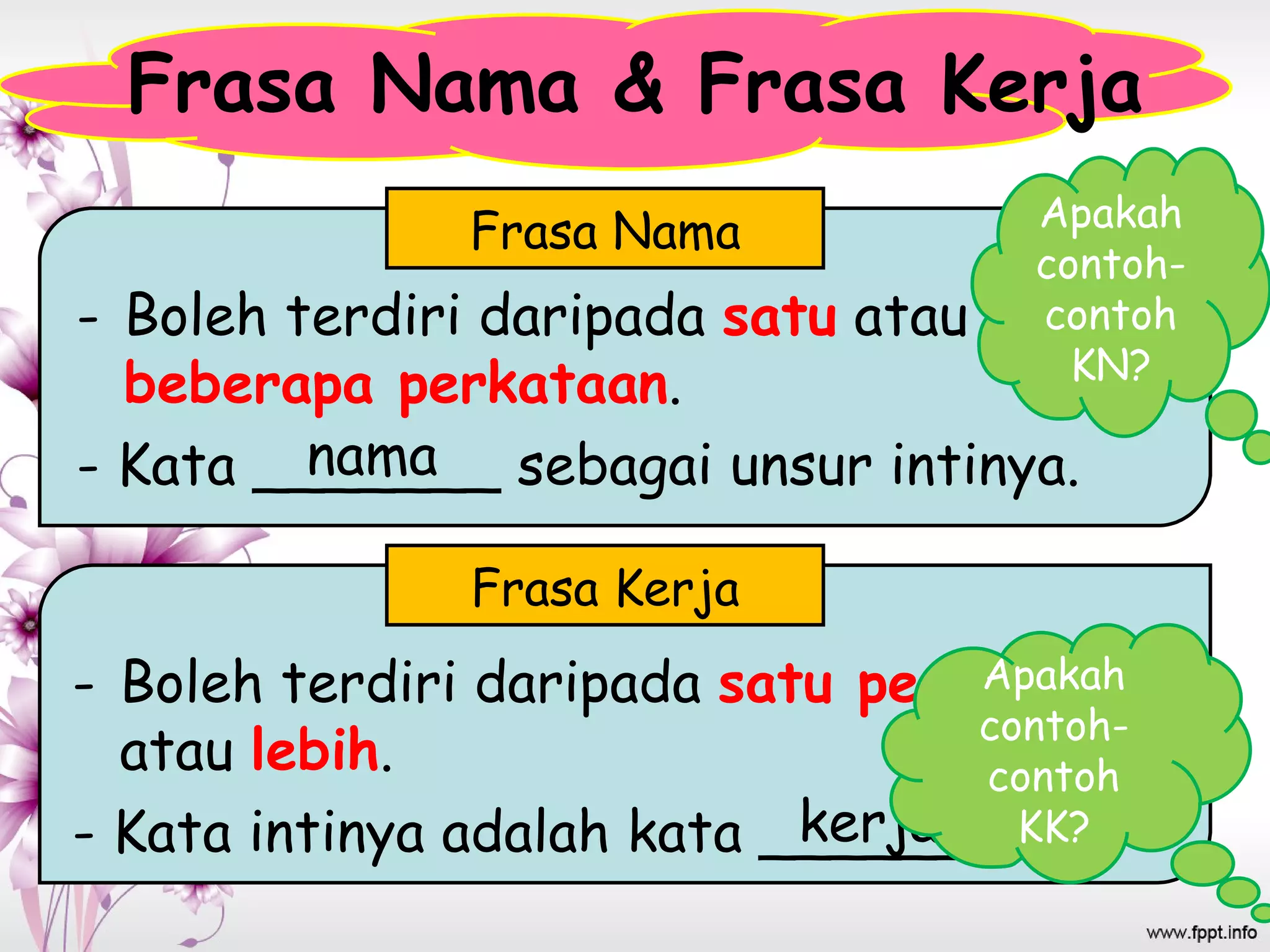 Ayat (pola dasar fn+fn dan fn+fk) | PPT