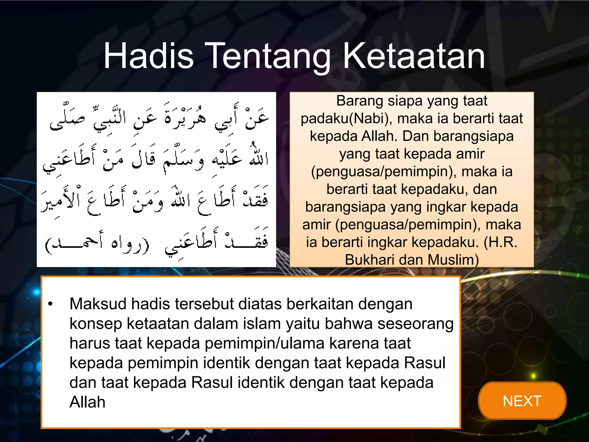 Ayat qur’an dan hadis tentang taat, kompetisi | PPTX