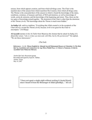 Ayatul Kursi Commentary | PDF