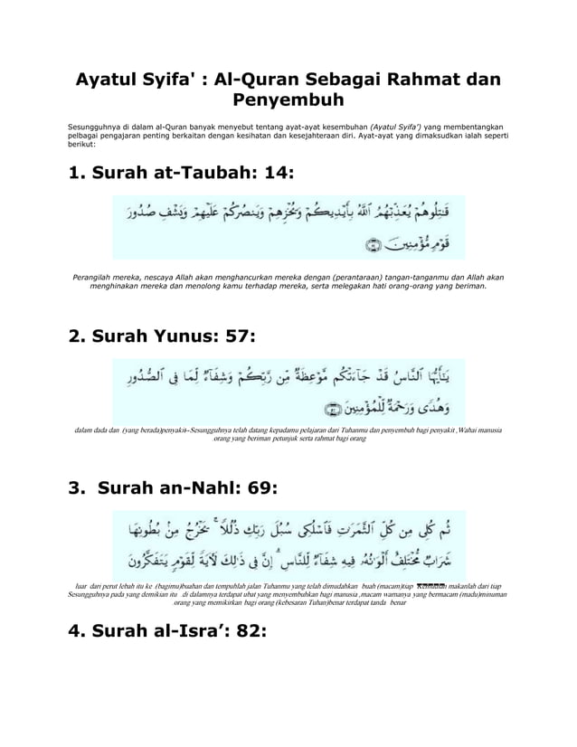 Ayatul syifa' | DOCX