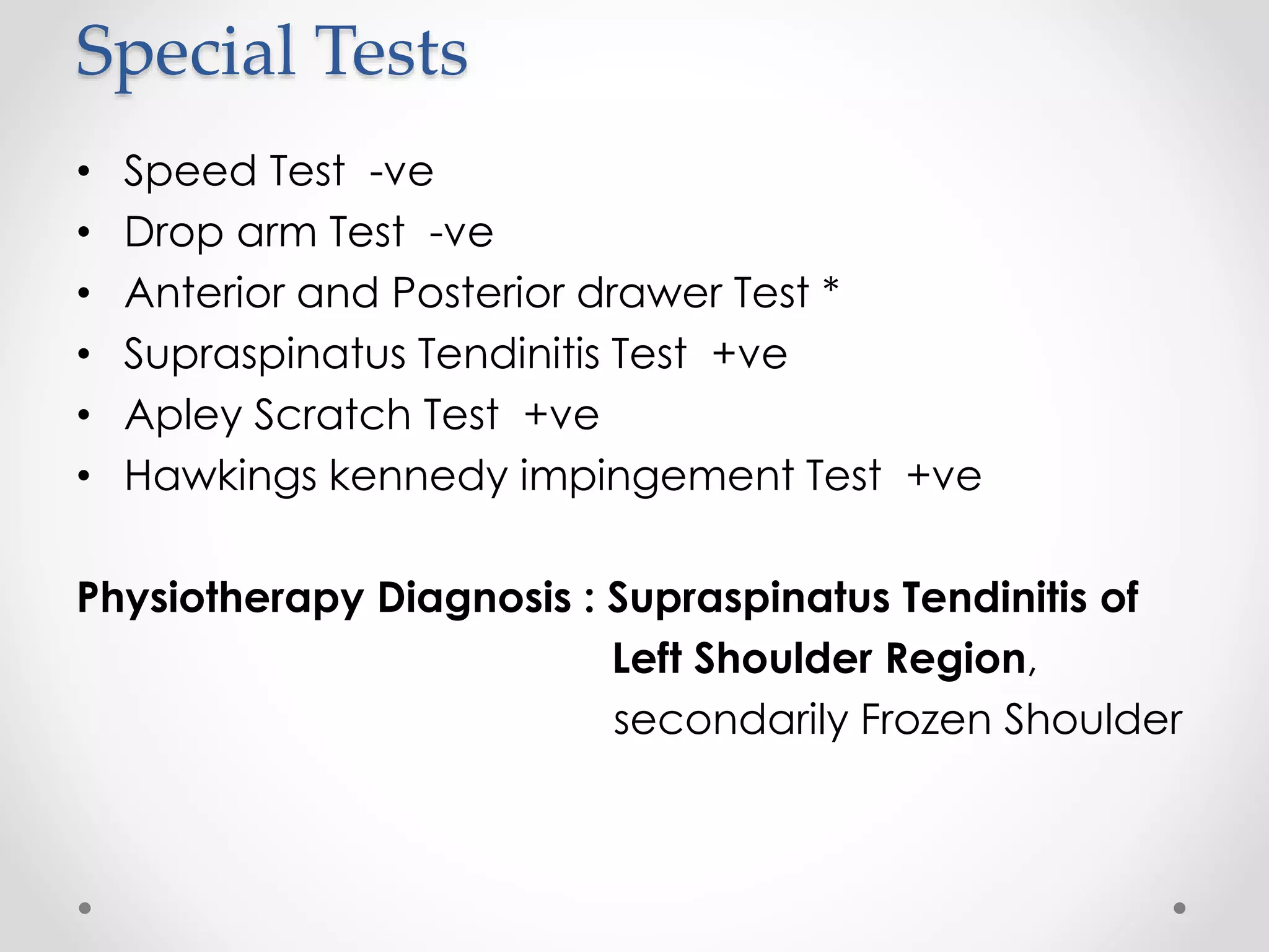Supraspinatus Tendinitis Case Presentation of Musculoskeletal Module | PPTX