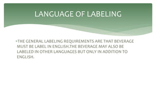 Beverage Labelling | PPTX