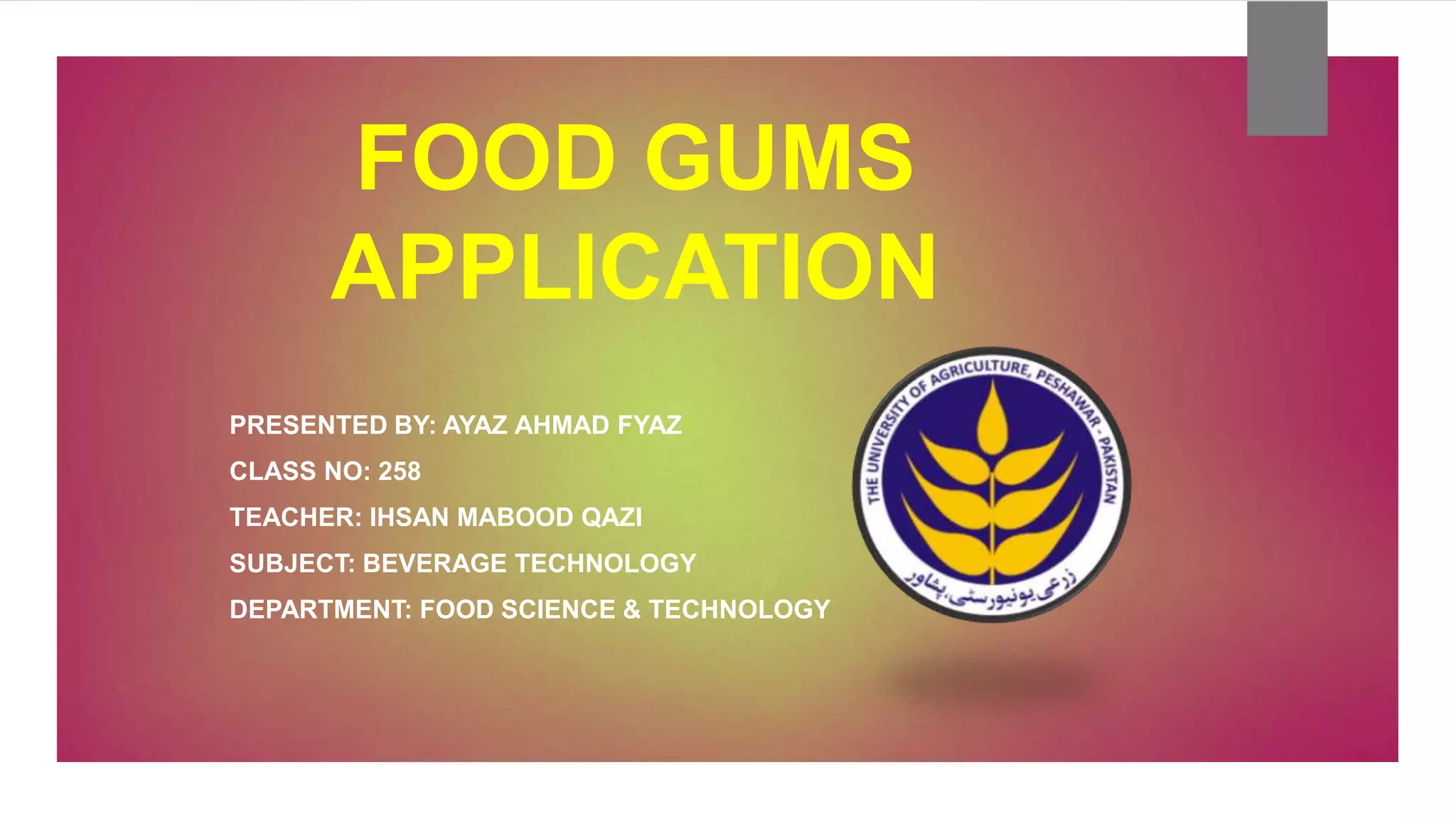 Application of food Gums | PPT