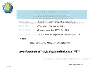 ႏိုင္ငံျခားသားမ်ားအား အလုပ္ခန္႔ထားျခင္းဆိုင္ရာ ဥပေဒ | PPT