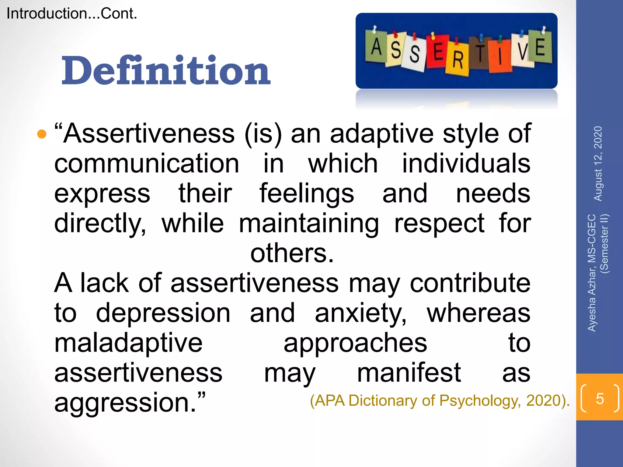 Assertiveness Training for Students | PPTX