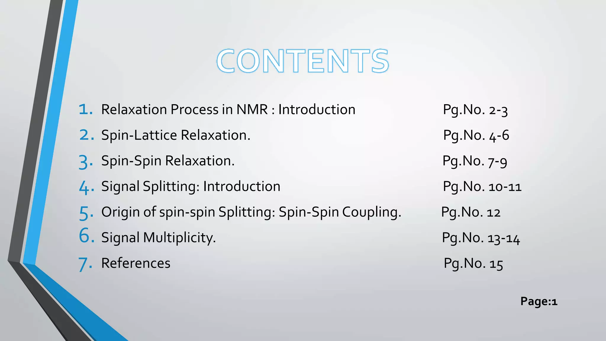 NMR spectroscopy- Spin-lattice & spin-spin relaxation, signal splitting ...