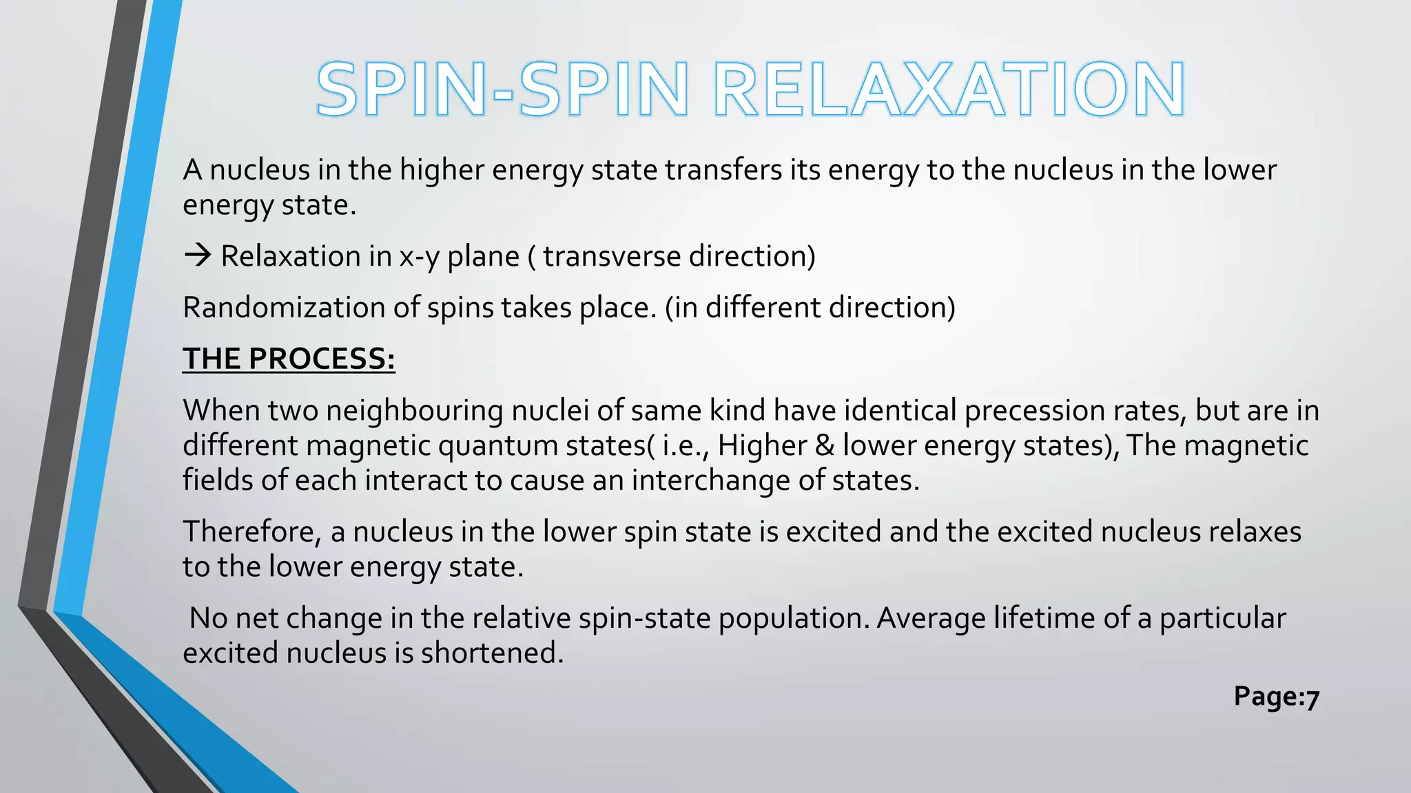 NMR spectroscopy- Spin-lattice & spin-spin relaxation, signal splitting ...