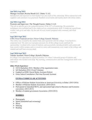 Ayesha sabir resume | PDF
