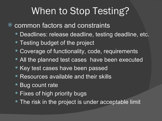 Ayman: When to stop testing? | PPT