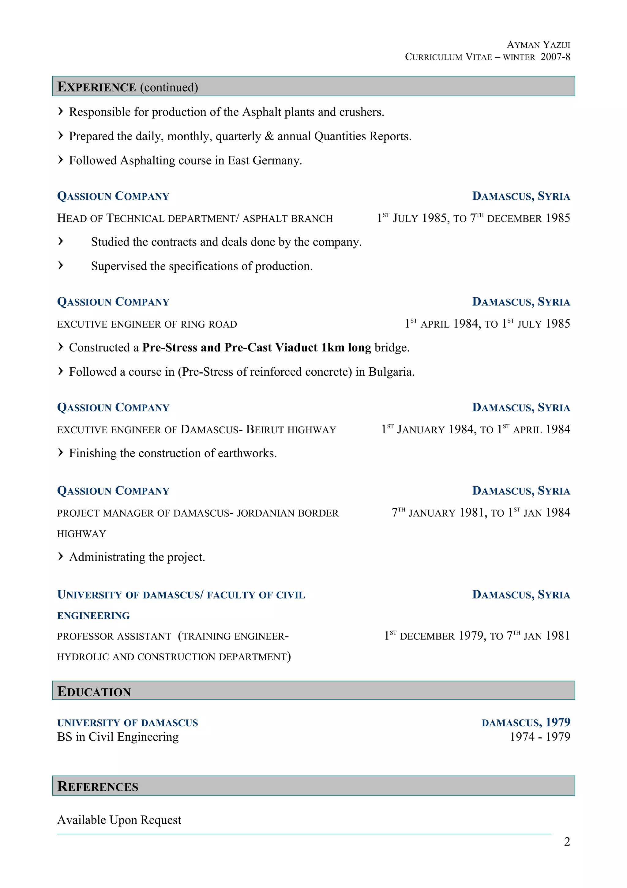 Ayman cv 1 | DOC | Civil Engineering Industry | Industries