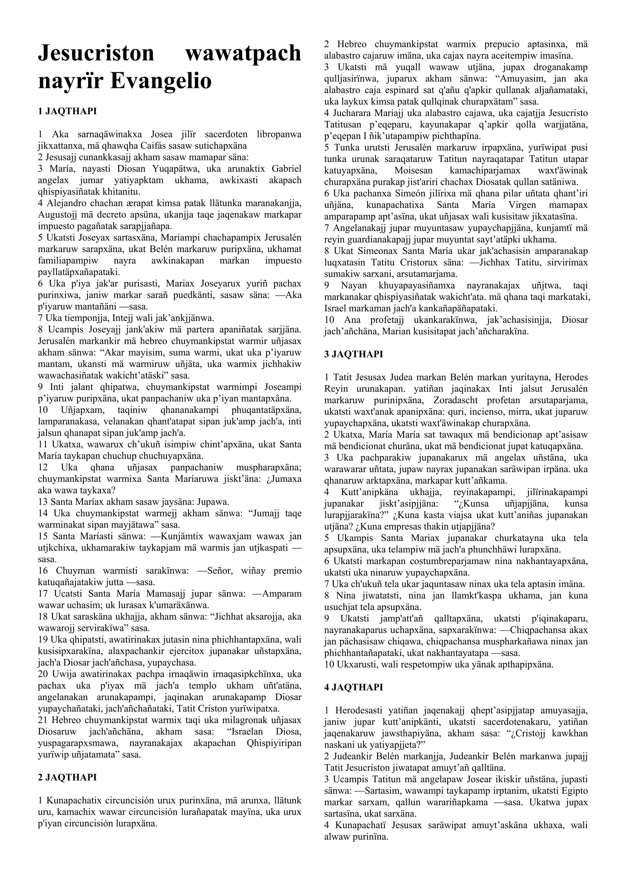 Aymara - The First Gospel of the Infancy of Jesus Christ.pdf