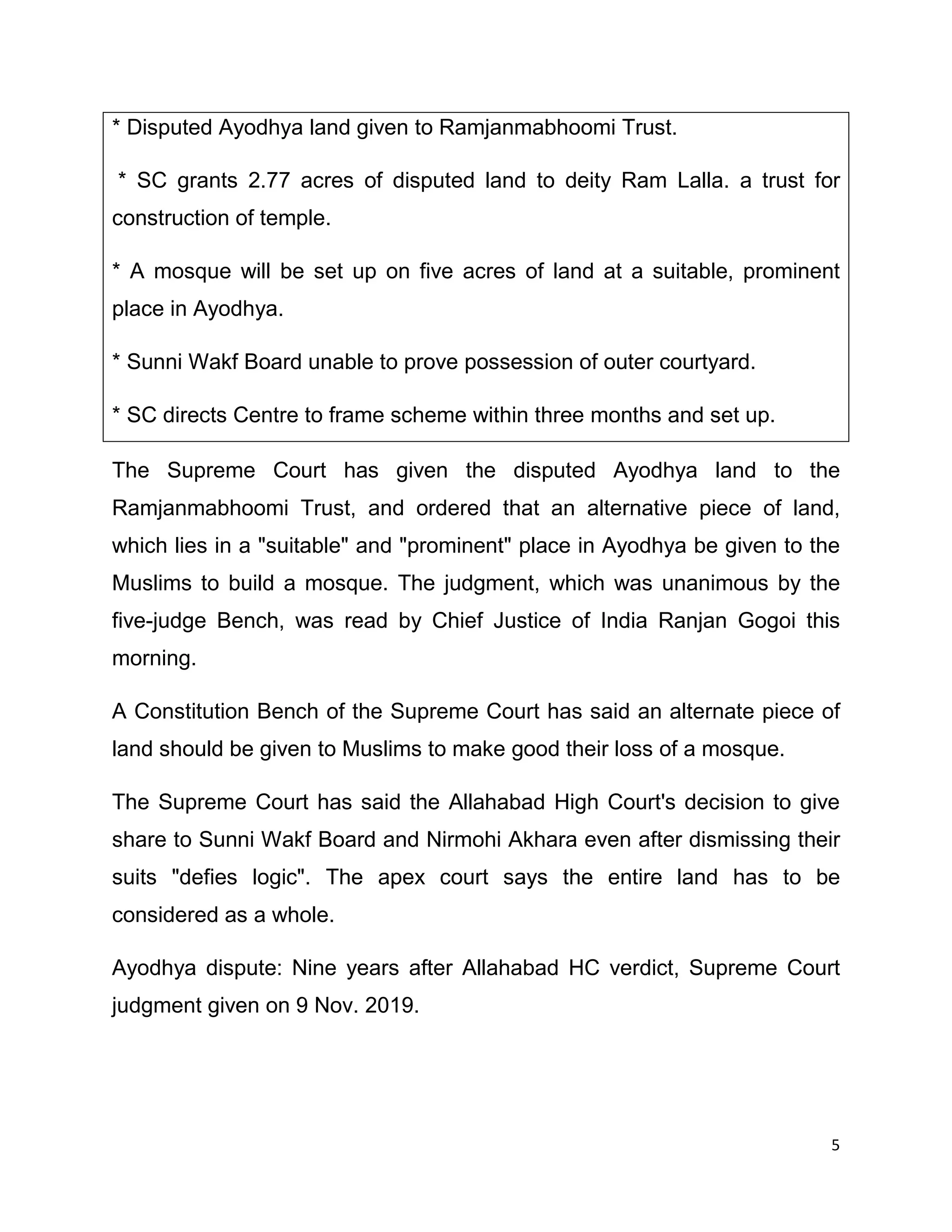 Ayodhya Judgement | PDF