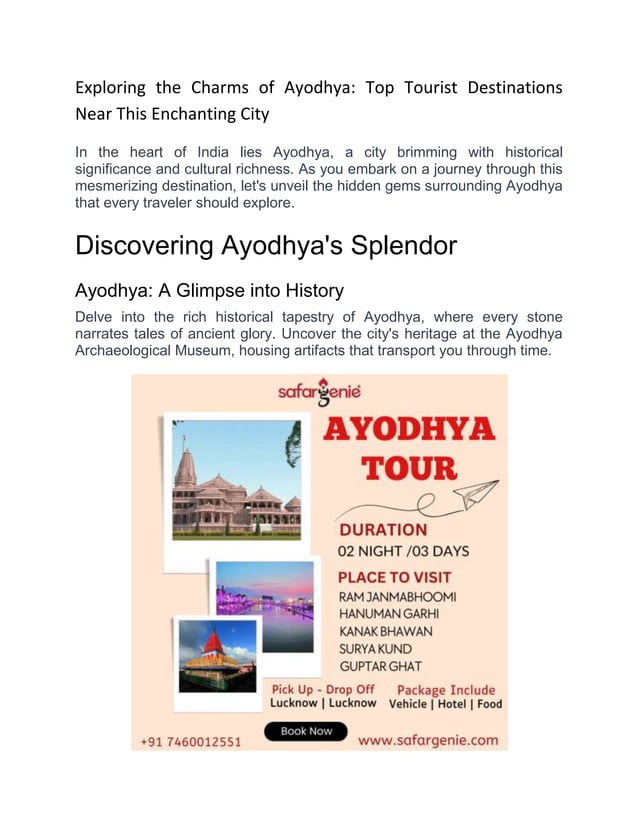 Exploring the Charms of Ayodhya: Top Tourist Destinations Near This ...