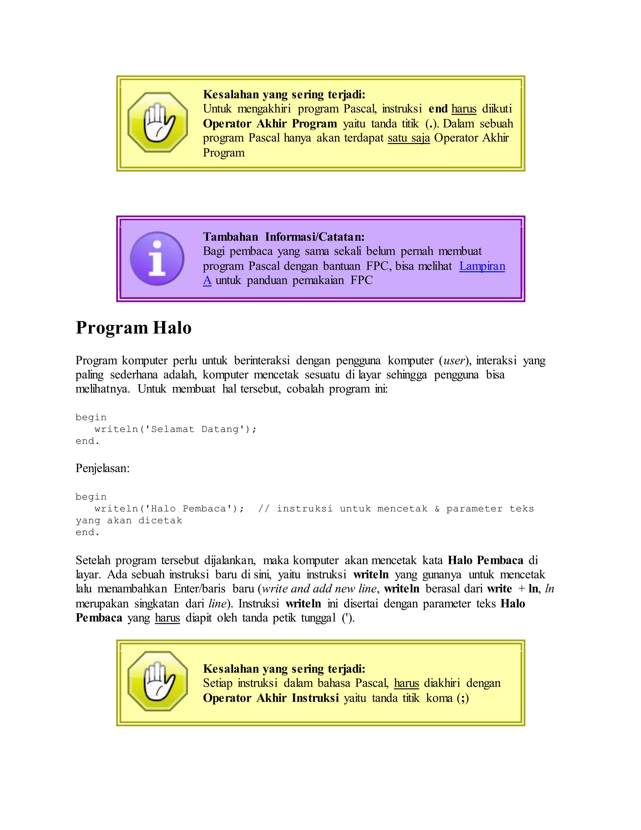 Ayo membuat program pascal | DOCX