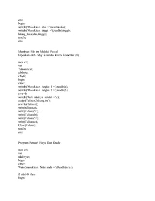 Ayo membuat program pascal | DOCX