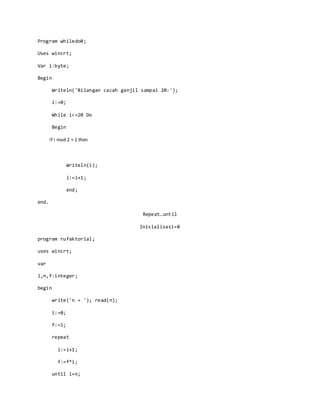 Ayo membuat program pascal | DOCX