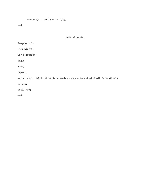 Ayo membuat program pascal | DOCX