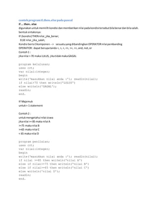 Ayo membuat program pascal | DOCX